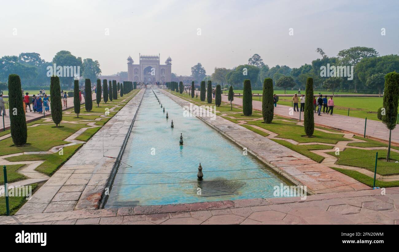 AGRA, INDIA - Nov 25, 2015: Taj Mahal is an ivory-white marble ...