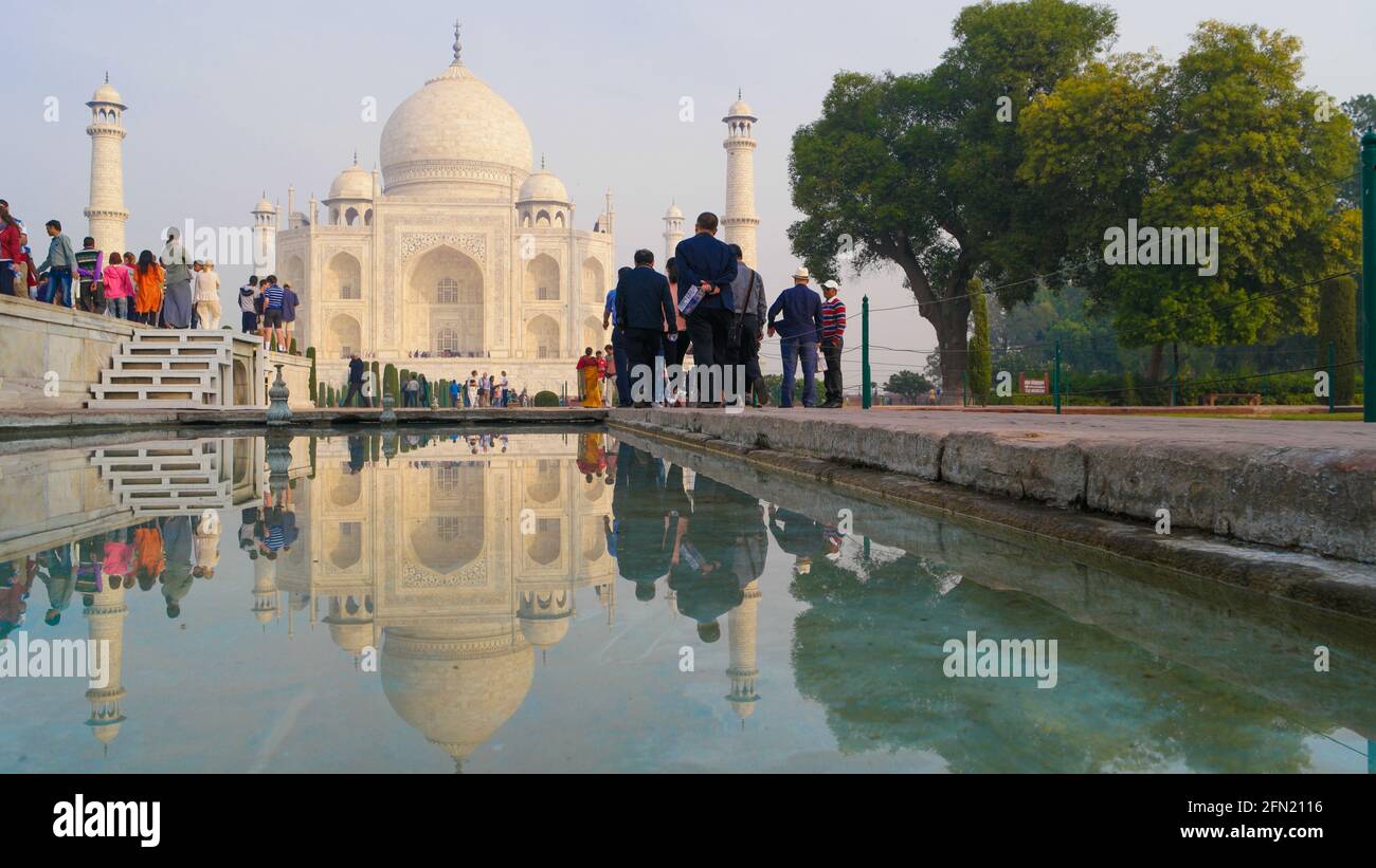 AGRA, INDIA - Nov 25, 2015: Taj Mahal is an ivory-white marble ...