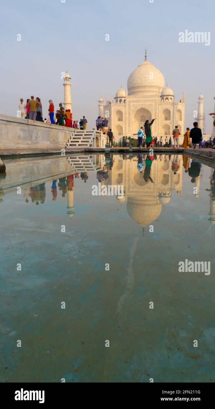 AGRA, INDIA - Nov 25, 2015: Taj Mahal is an ivory-white marble ...