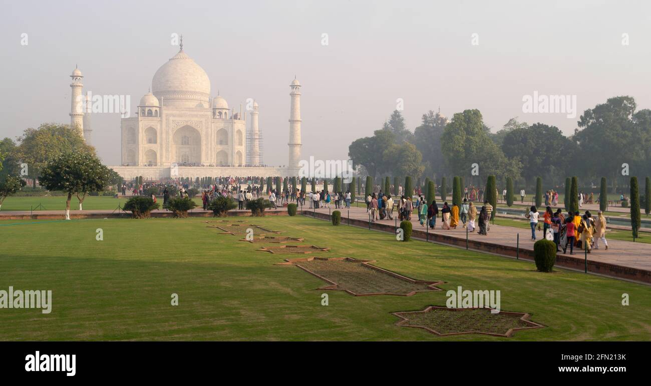 AGRA, INDIA - Nov 25, 2015: Taj Mahal is an ivory-white marble ...