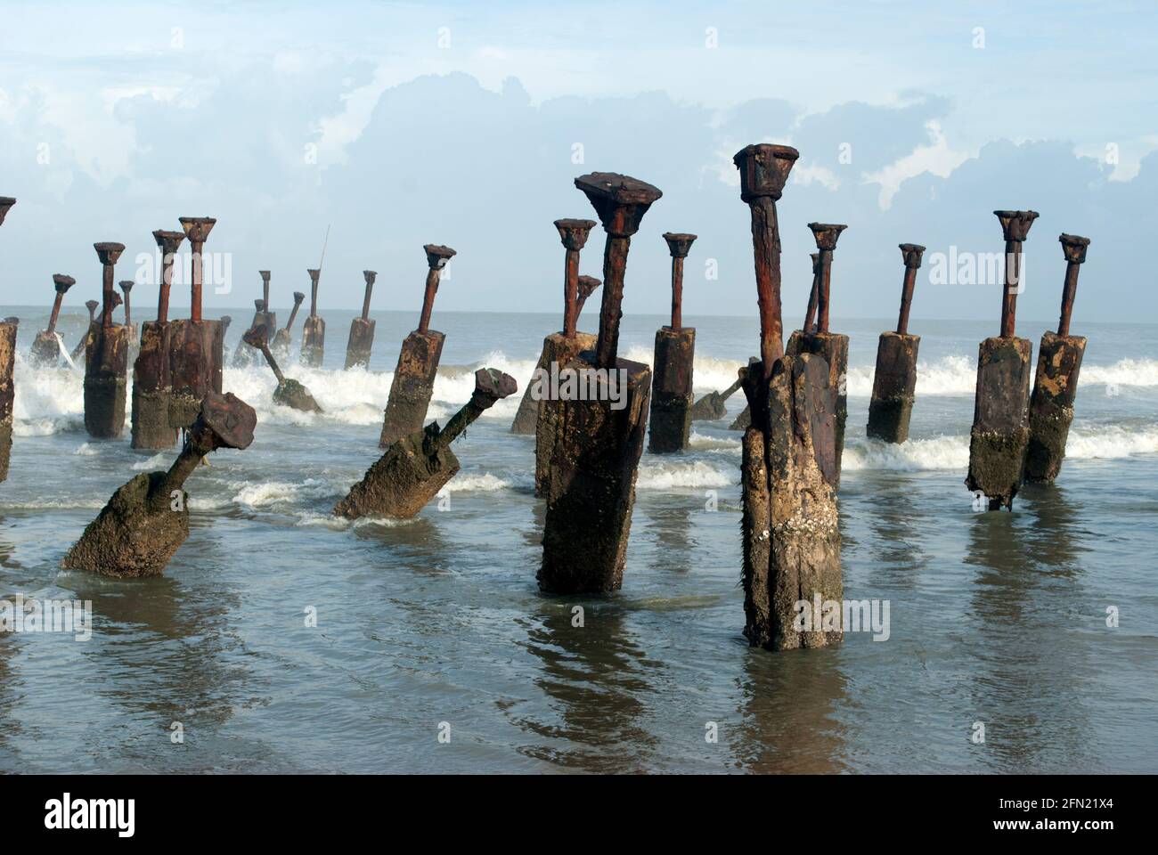 remains of old sea bridge at kappad beach,kozhikode,kerala.india Stock ...