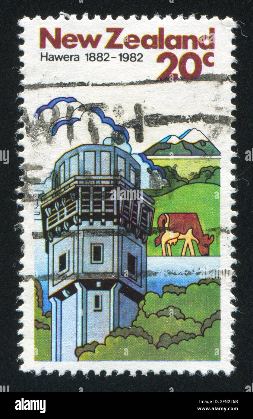 NEW ZEALAND - CIRCA 1982: stamp printed by New Zealand, shows Cows and ...
