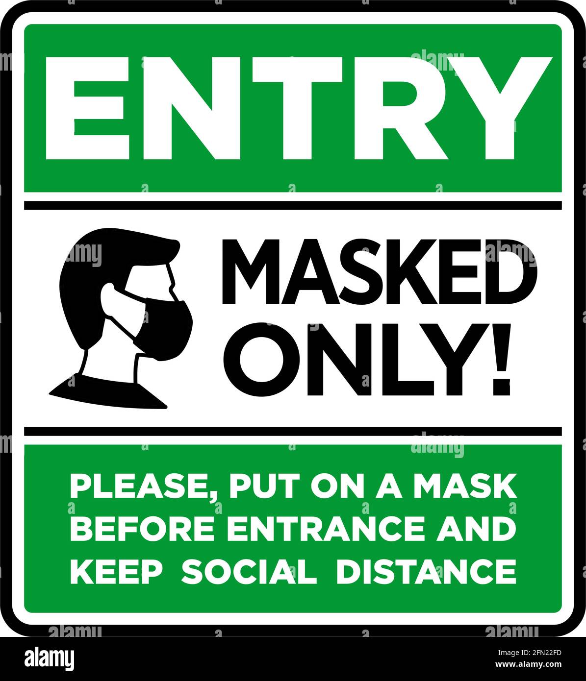 Door plate on the facade door. Entrance for only person wear a face ...