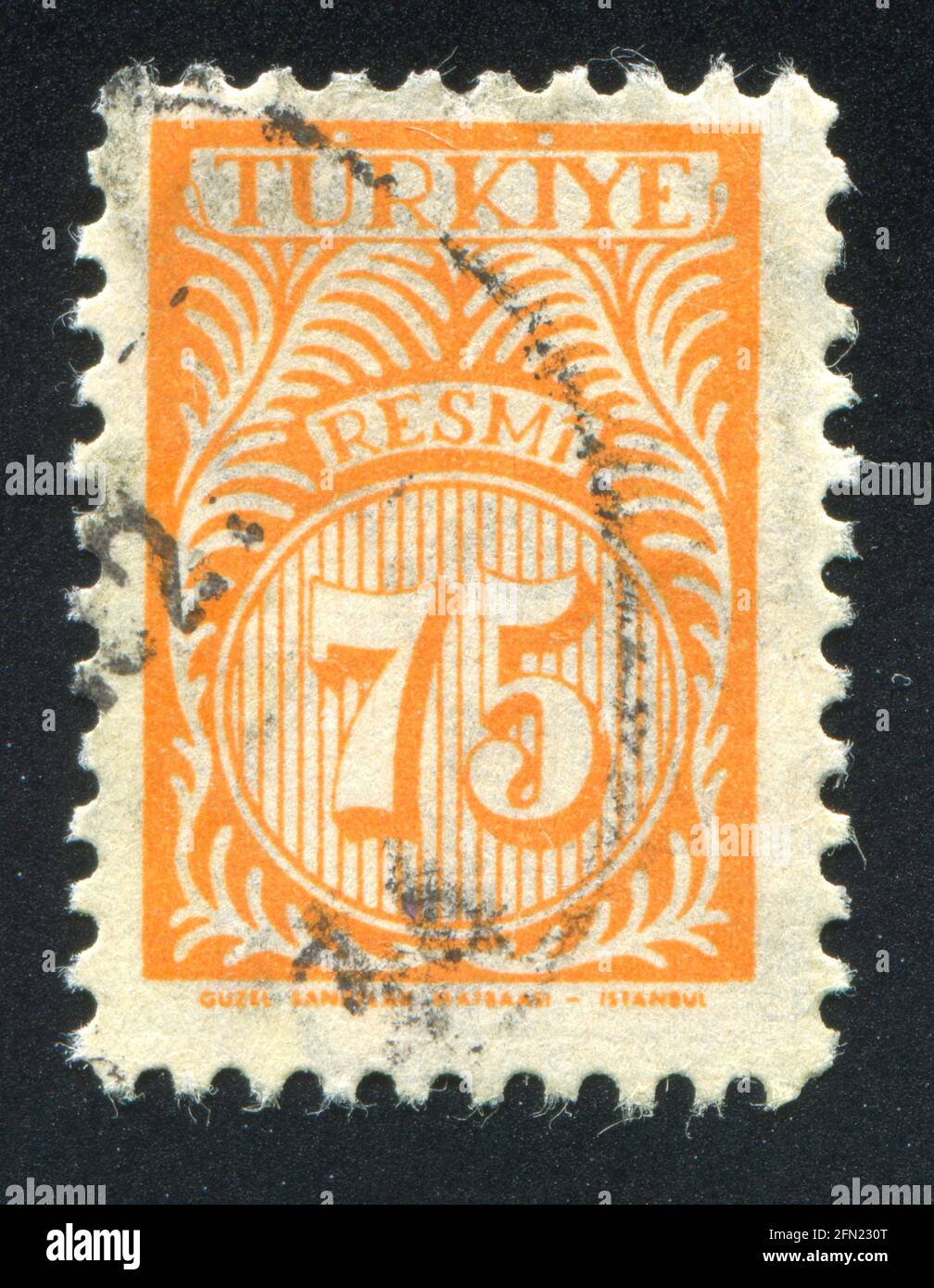 TURKEY - CIRCA 1957: stamp printed by Turkey, shows turkish pattern ...