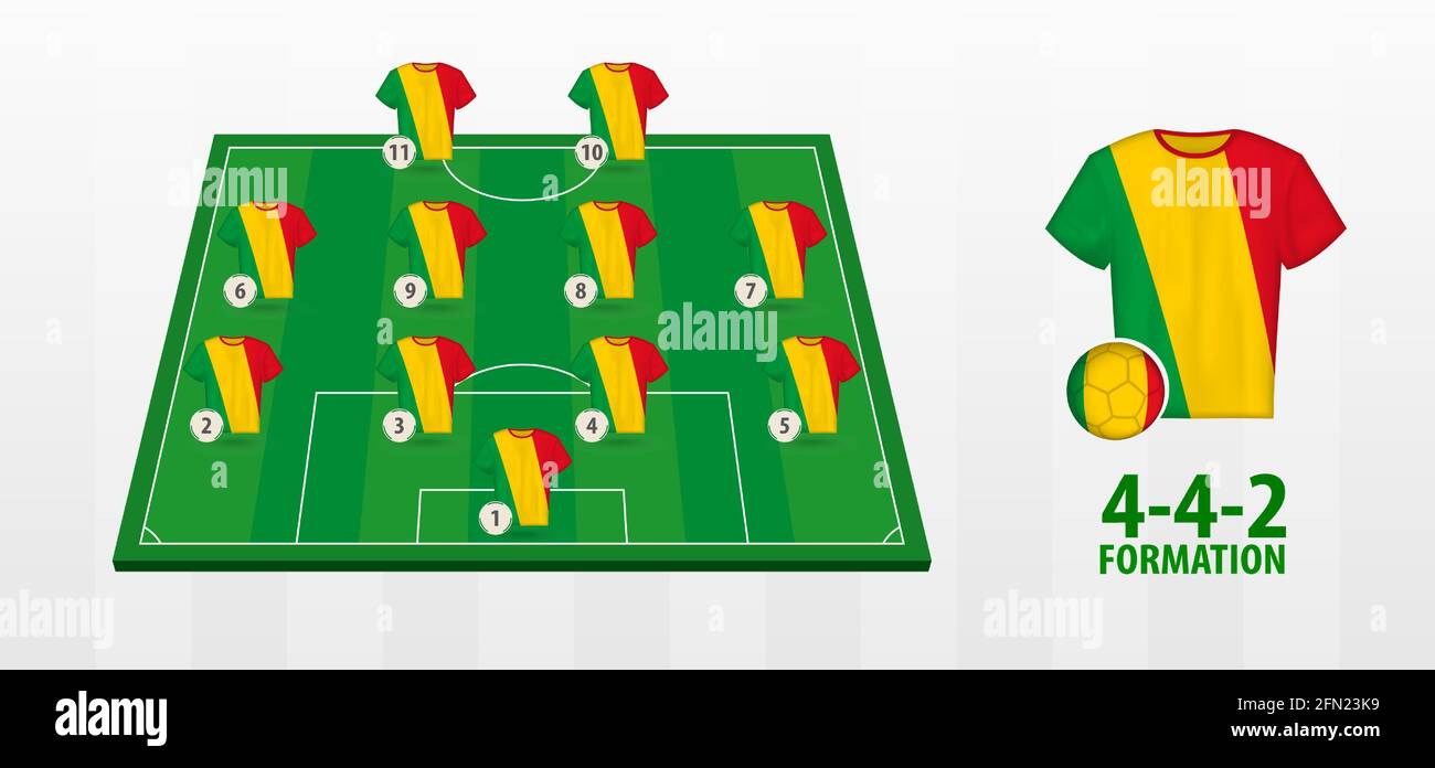 Mali National Football Team Formation on Football Field. Half green ...