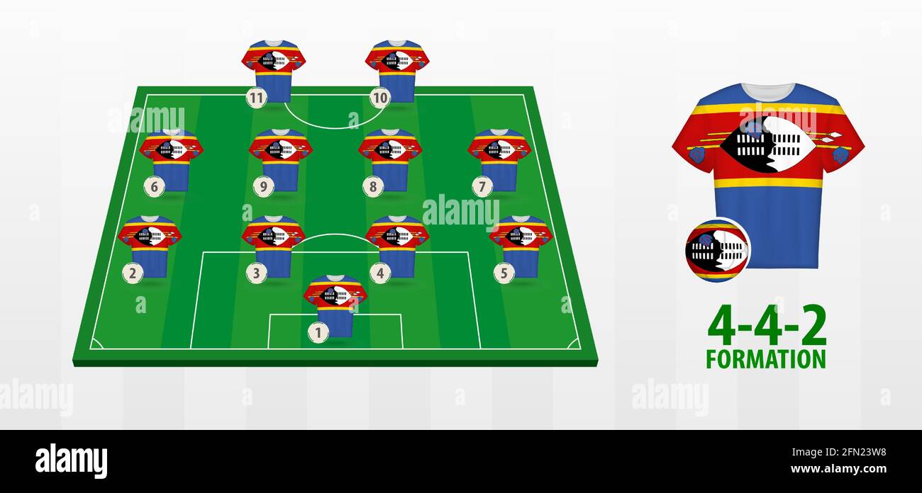 Swaziland National Football Team Formation on Football Field. Half ...
