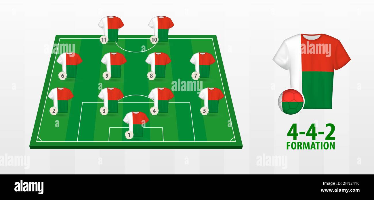 Madagascar National Football Team Formation on Football Field. Half ...