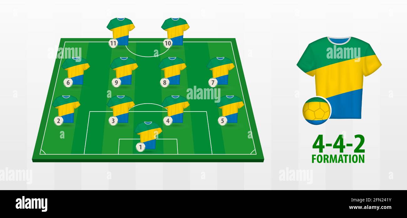 Gabon National Football Team Formation on Football Field. Half green ...