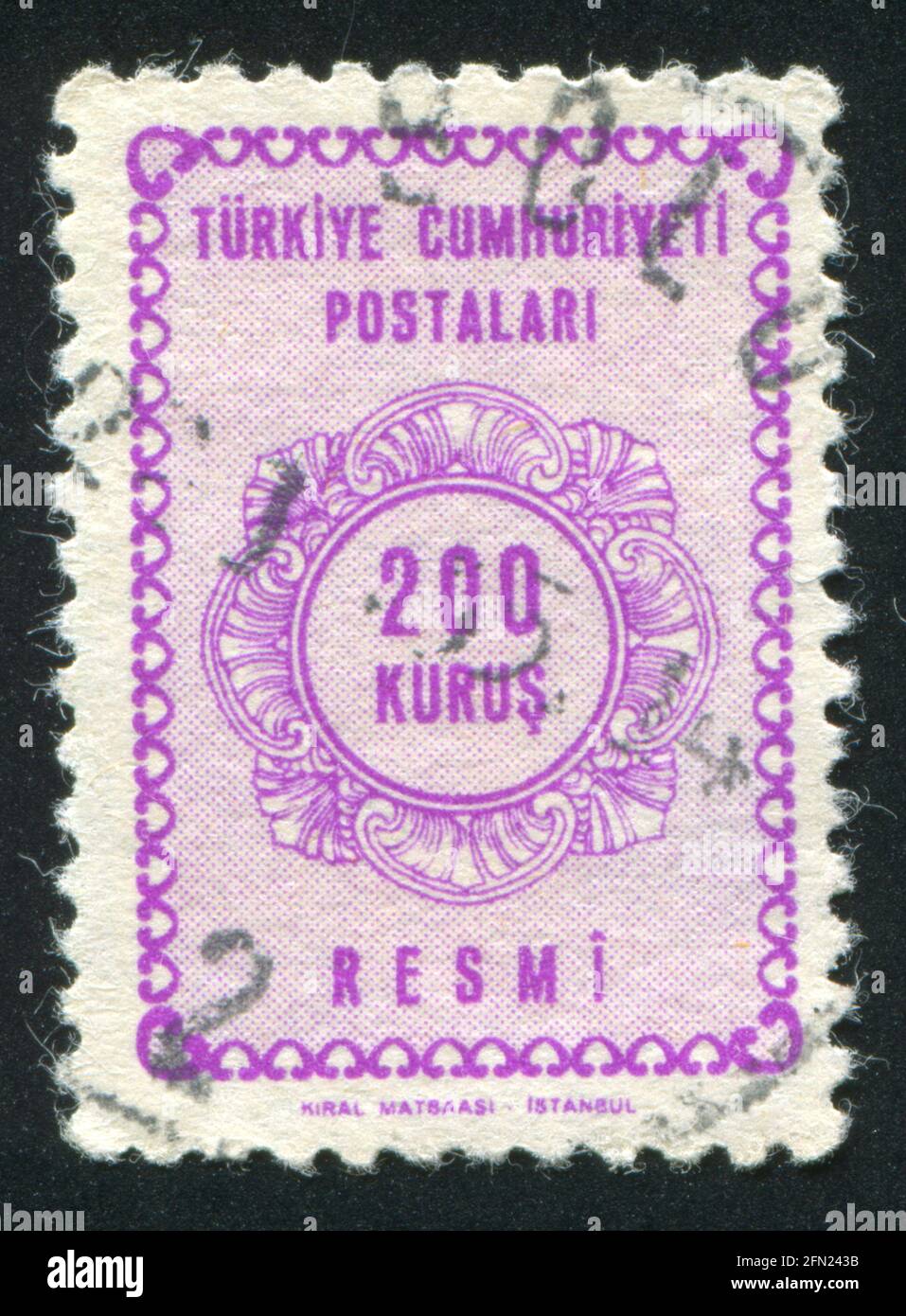 TURKEY - CIRCA 1963: stamp printed by Turkey, shows turkish pattern ...