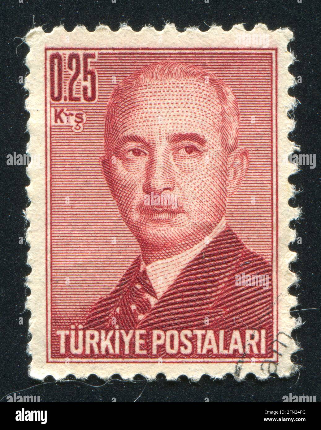 TURKEY - CIRCA 1948: stamp printed by Turkey, shows Mustafa Ismet Inonu ...