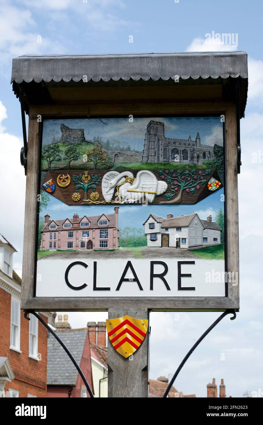 Clare village sign suffolk england hi-res stock photography and images ...
