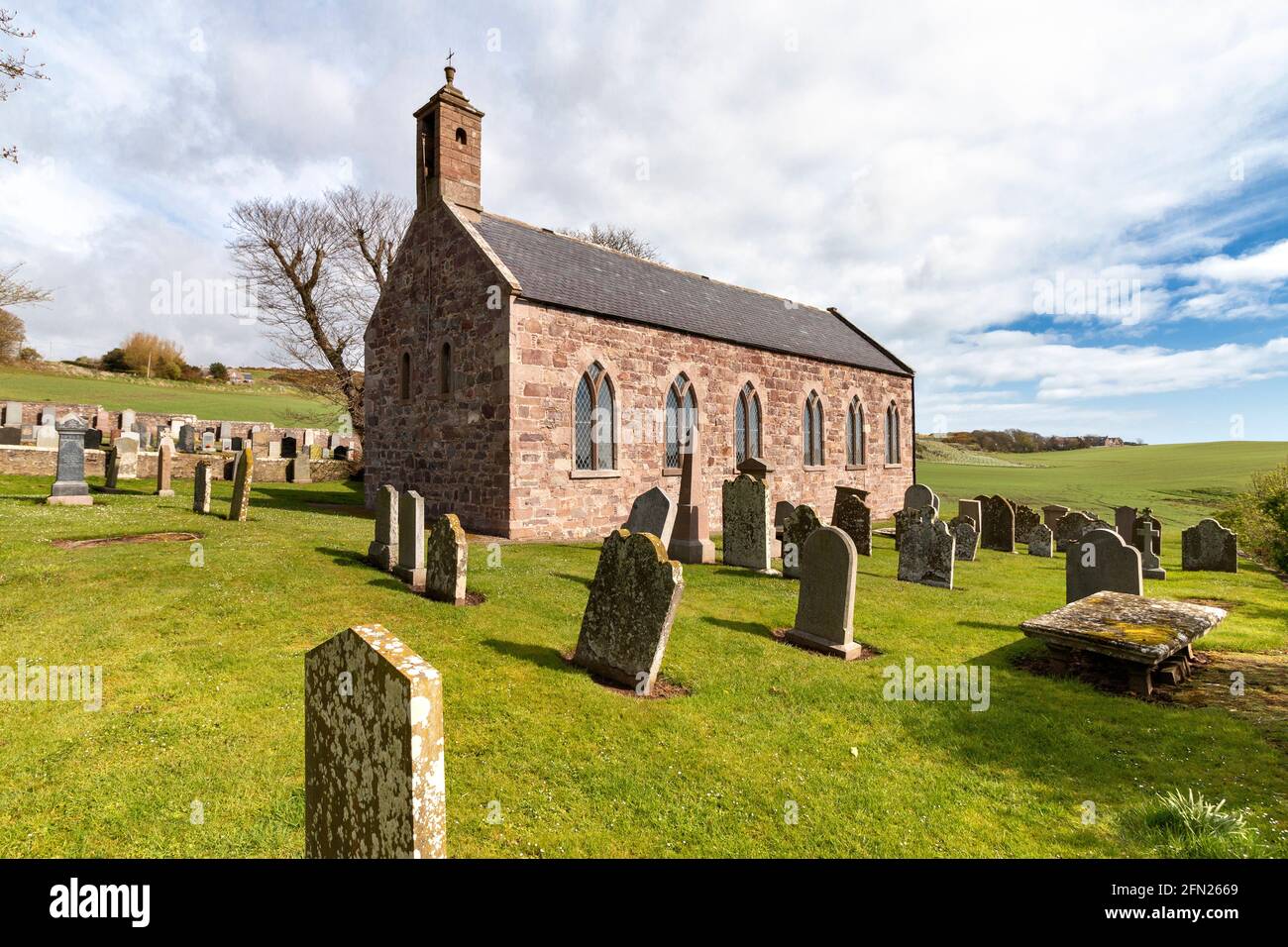 KINNEFF OLD CHURCH ANGUS SCOTLAND THE KIRK AND GRAVEYARD SEEN FROM THE ...