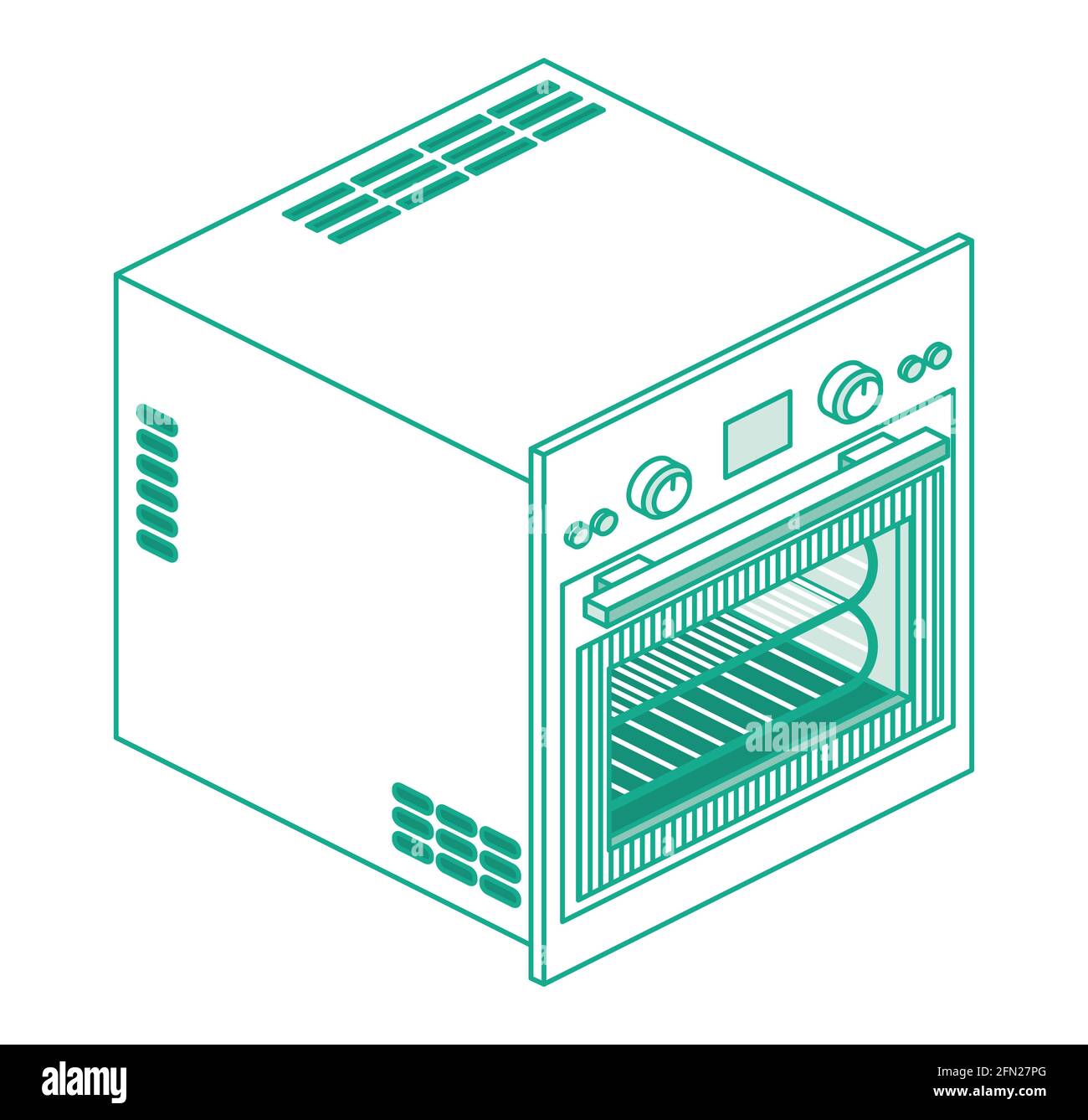 Isometric Built-in Oven Isolated on White Background. Vector ...