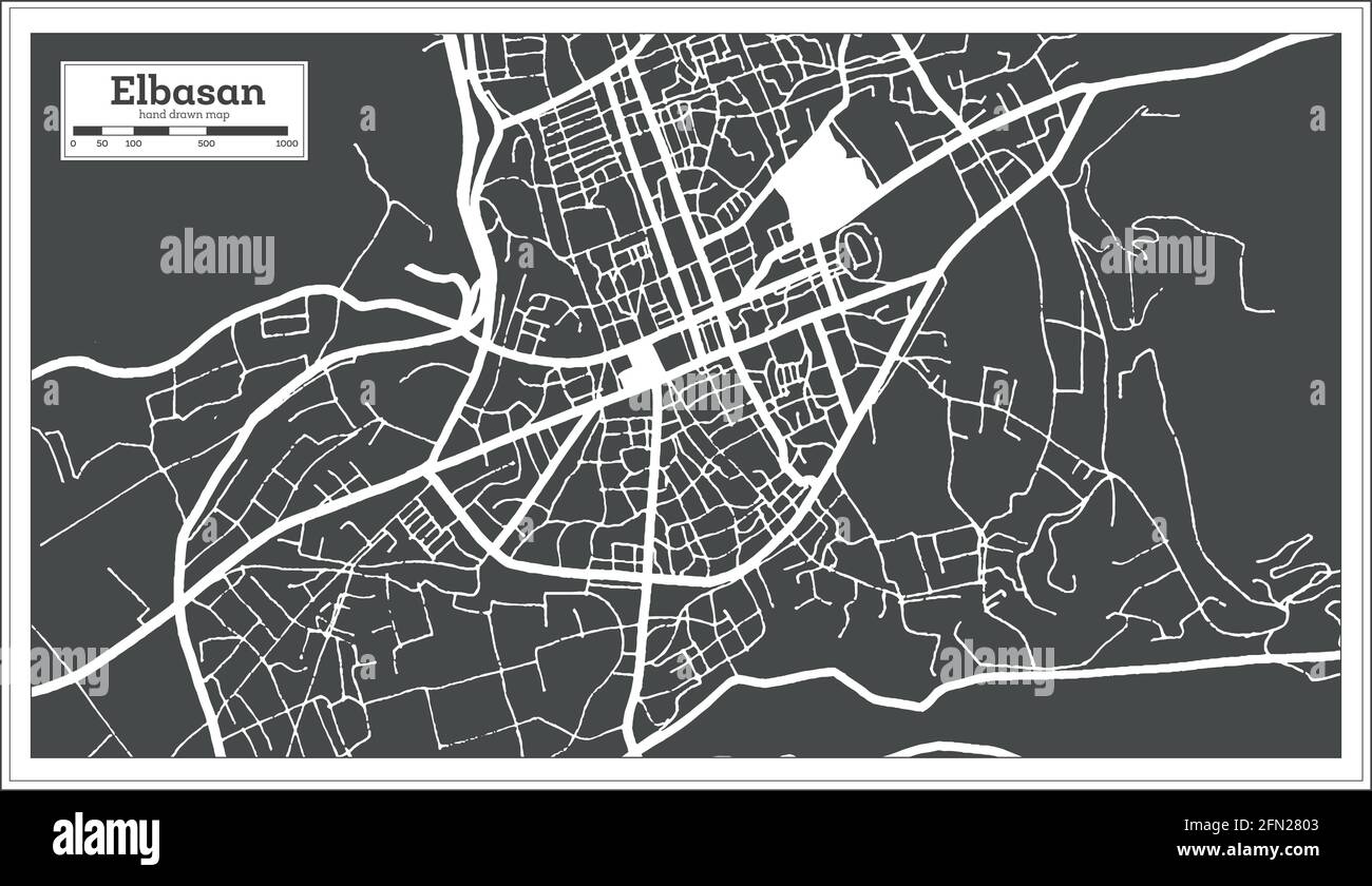 Elbasan outline map hi-res stock photography and images - Alamy