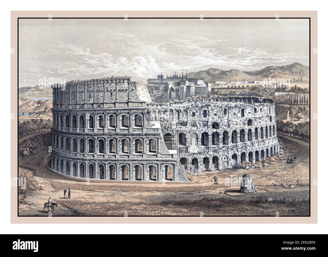 COLISEUM ROME Vintage 1870’s Coliseum Rome Italy. Photochrom ...