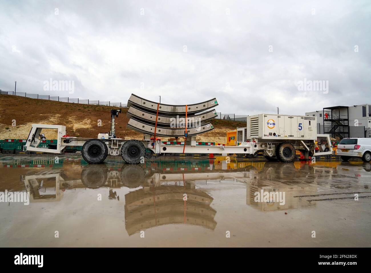 Tunnel segments wait to be loaded onto Florence - the largest ever ...