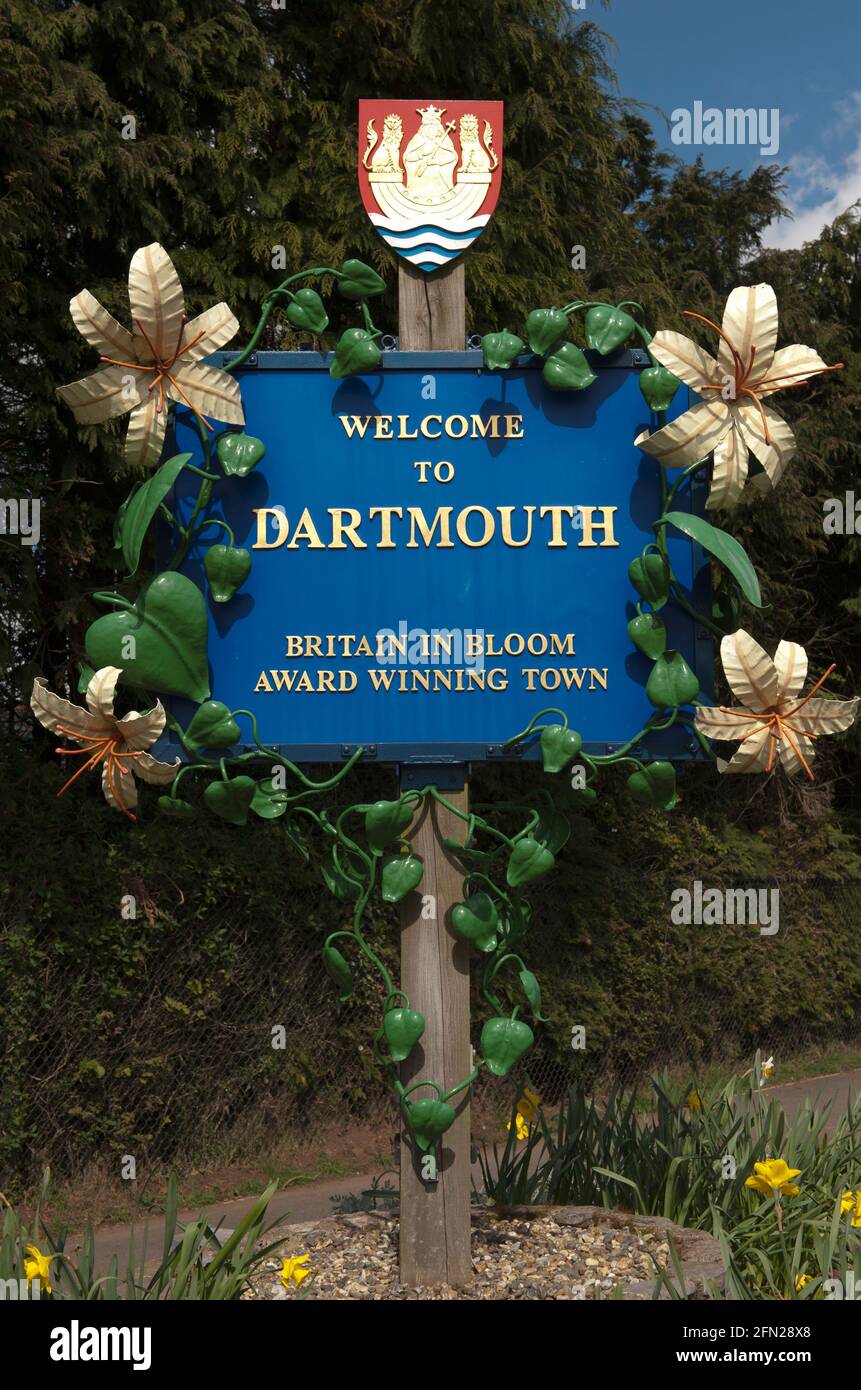 Dartmouth Village Sign Stock Photo - Alamy