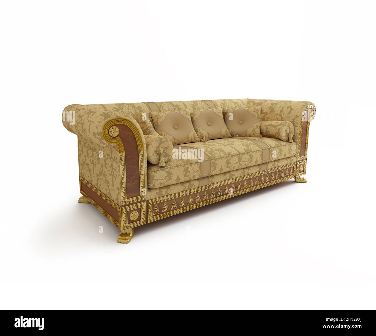 Luxury sofa. Classical sofa 3D computer rendering on white background ...