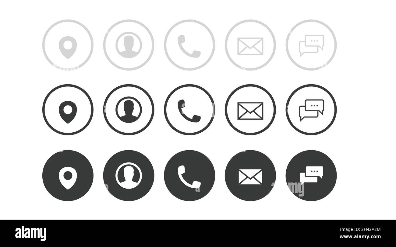 Contact Icon Set. Black and White Illustration of Differente Contect ...