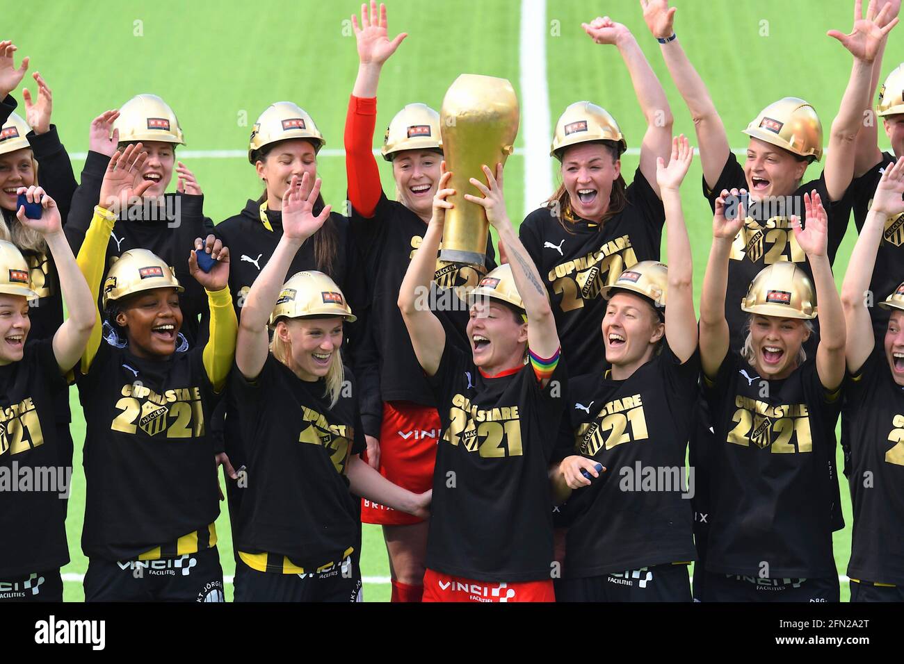 Gothenburg, Sweden. 13th May, 2021. Hacken celebrates with the trophy ...