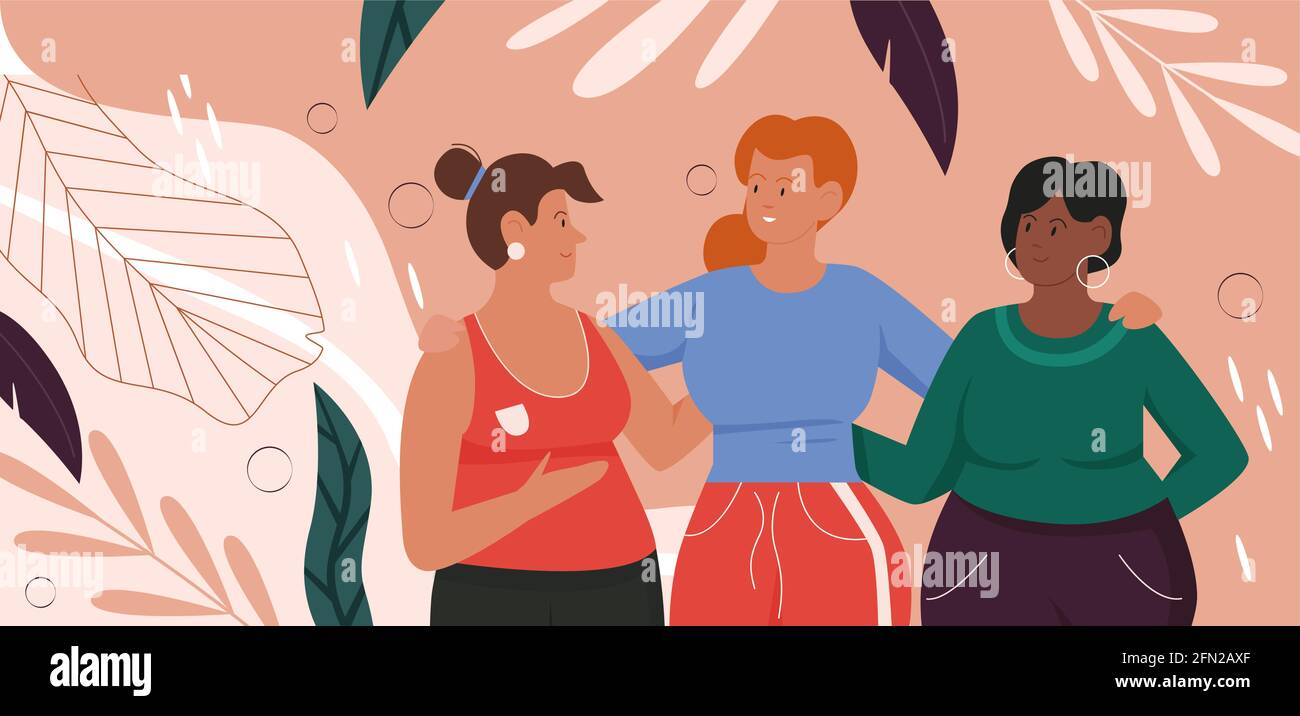 Body positive movement, love yourself concept vector illustration ...