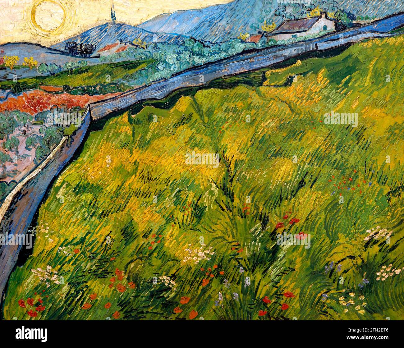 Enclosed Wheat Field with Rising Sun, Vincent van Gogh, 1889, Kroller ...