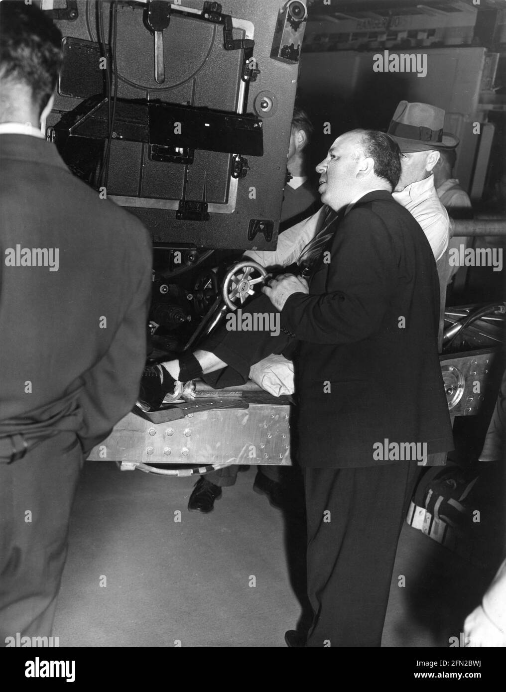 Director ALFRED HITCHCOCK and Movie Crew on set candid with huge ...