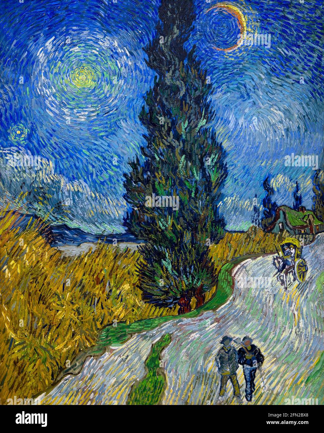 Country Road in Provence by Night, Road with Cypress and Star, Vincent ...