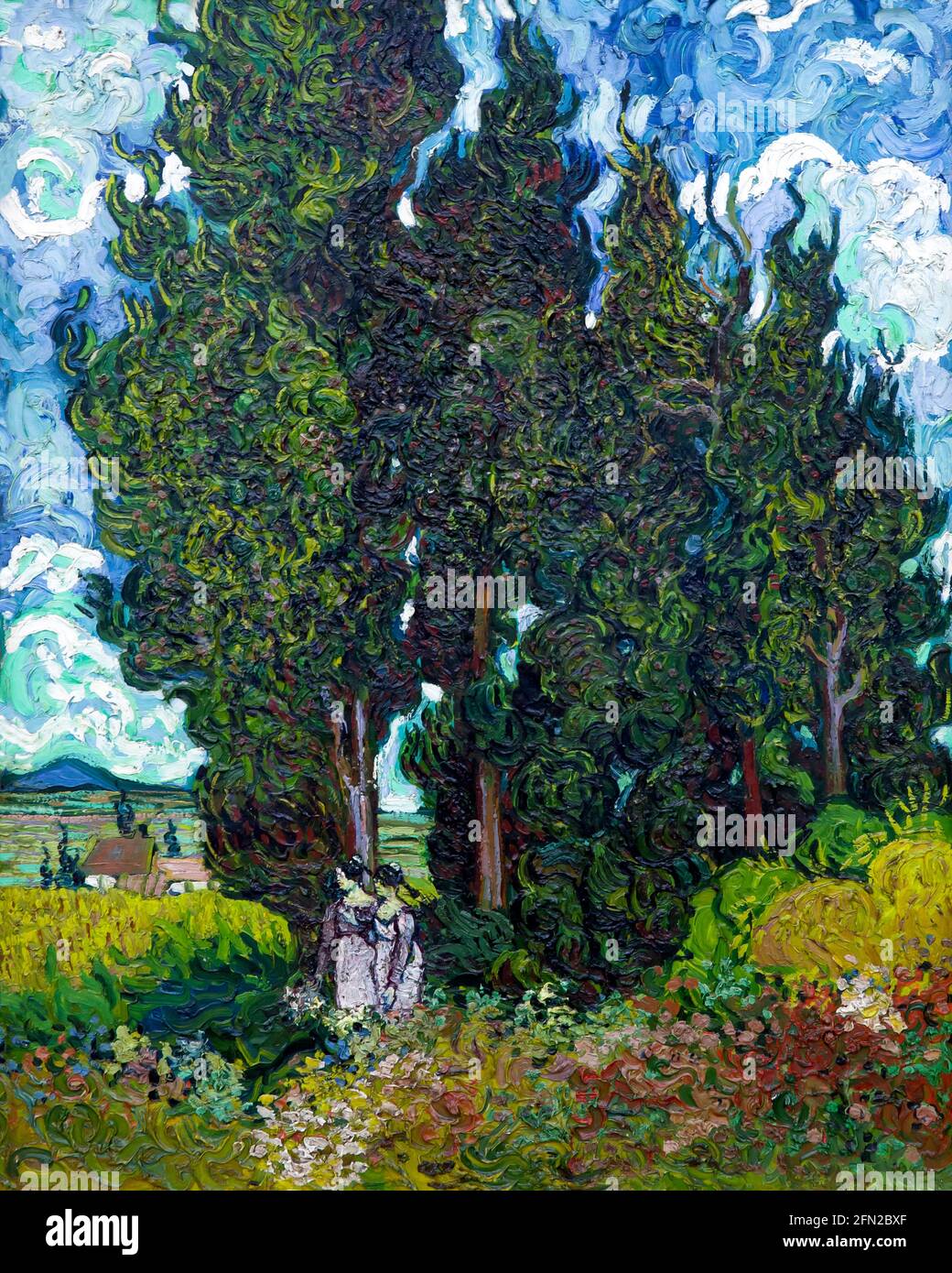 Cypresses with Two Women, Vincent van Gogh, 1889-1890, Kroller-Muller ...