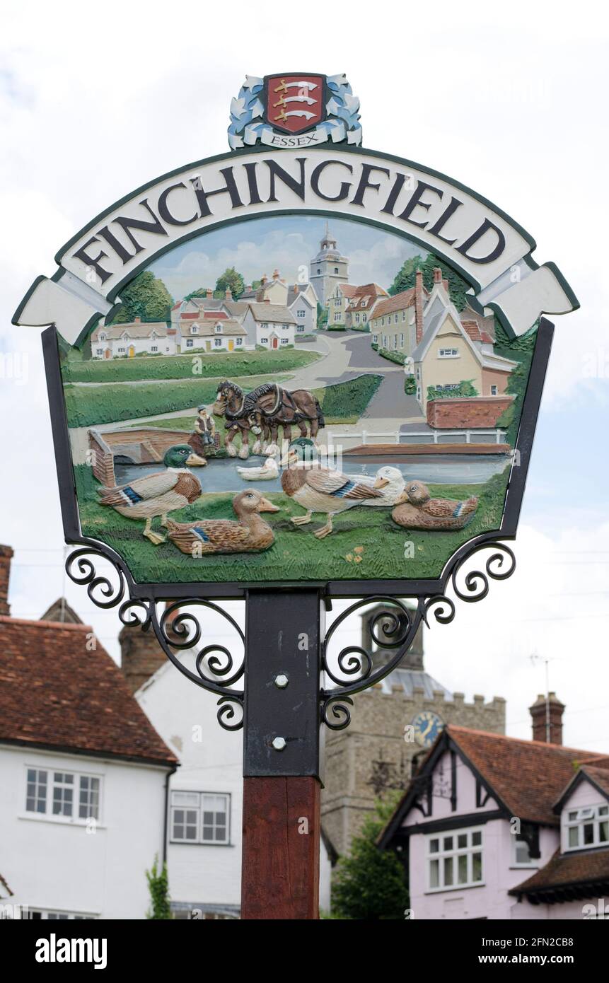 Finchingfield village sign essex england hi-res stock photography and ...