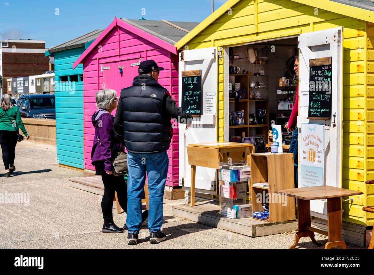 Colourful ‘Beach Hut’ Shops On The Seafront, Seaford, East Sussex, UK ...
