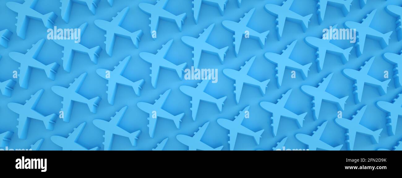 airplanes pattern over blue background, panoramic image Stock Photo - Alamy