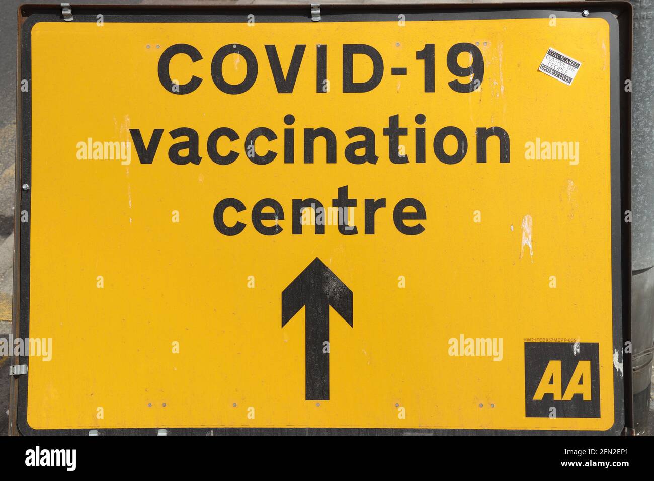 Covid 19 Vaccination center sign Stock Photo - Alamy