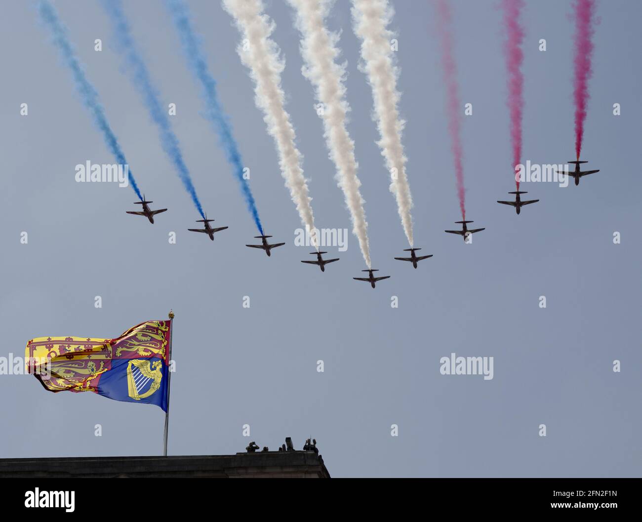 RAF Fly Past Over Buckingham Palace Trooping The Colour Stock Photo - Alamy