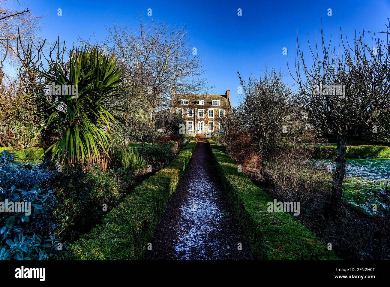 Formal gardens at Waren Mill, Northumberland, England Stock Photo - Alamy