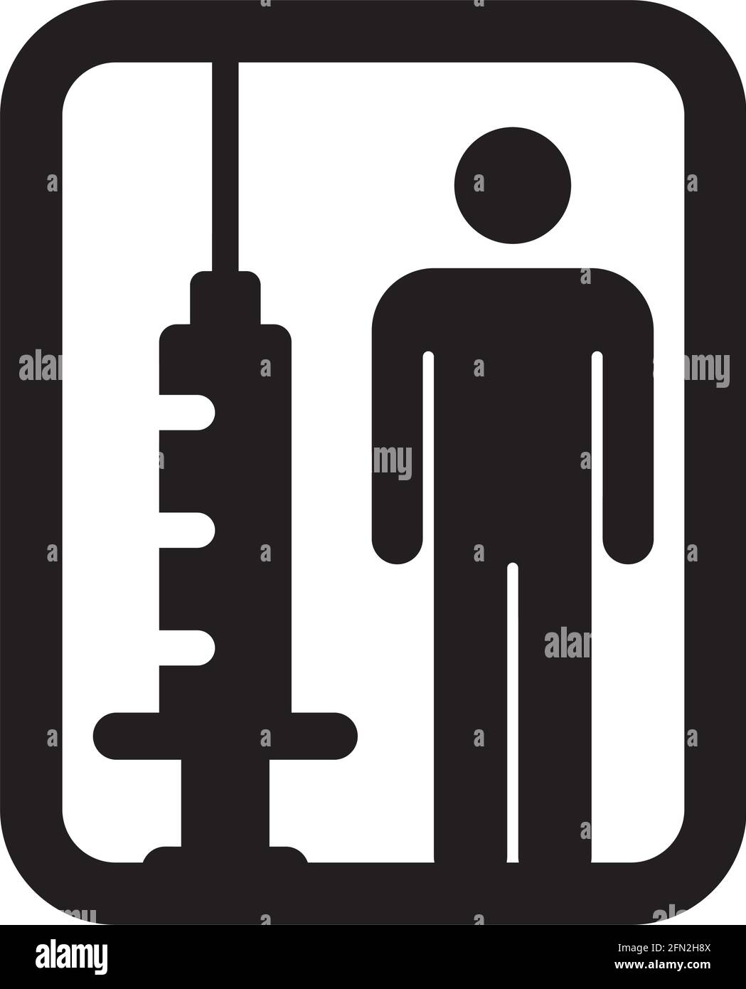 Vaccine icon vector with injection syringe male person symbol for ...