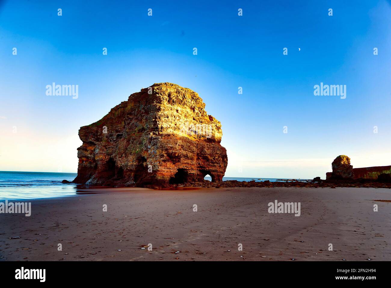 Giant breakaway rock on the beach at Marsden, South Shields, in the ...