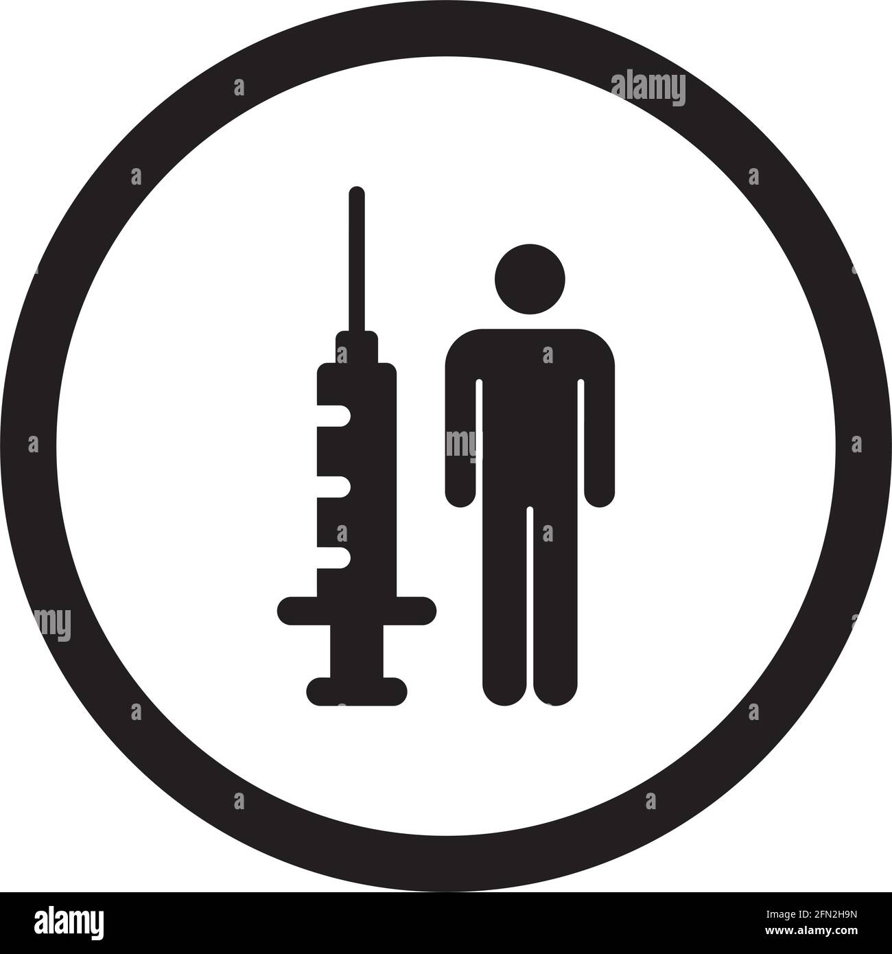 Vaccine icon vector with injection syringe male person symbol for ...