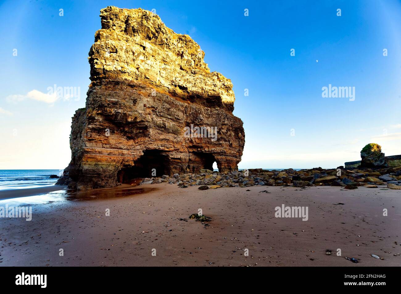 Giant breakaway rock on the beach at Marsden, South Shields, in the ...