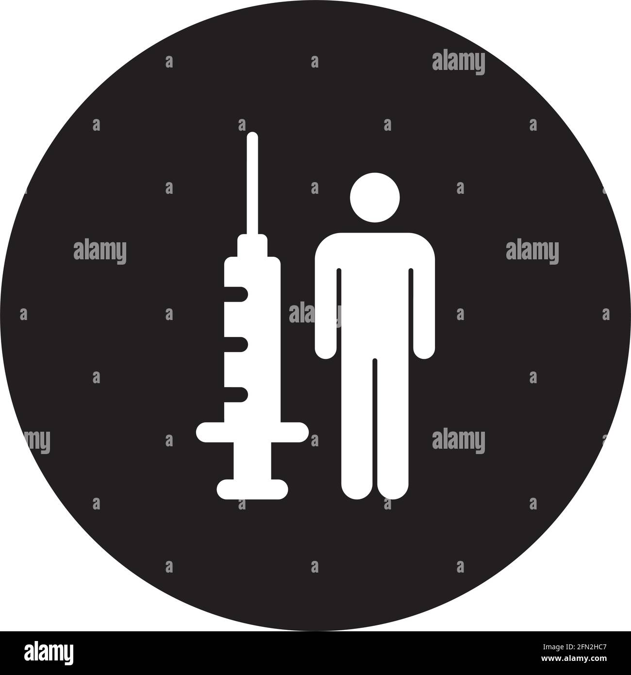 Vaccine icon vector with injection syringe male person symbol for ...