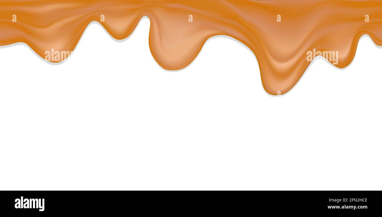Seamless realistic vector border of liquid caramel.Boiled condensed ...