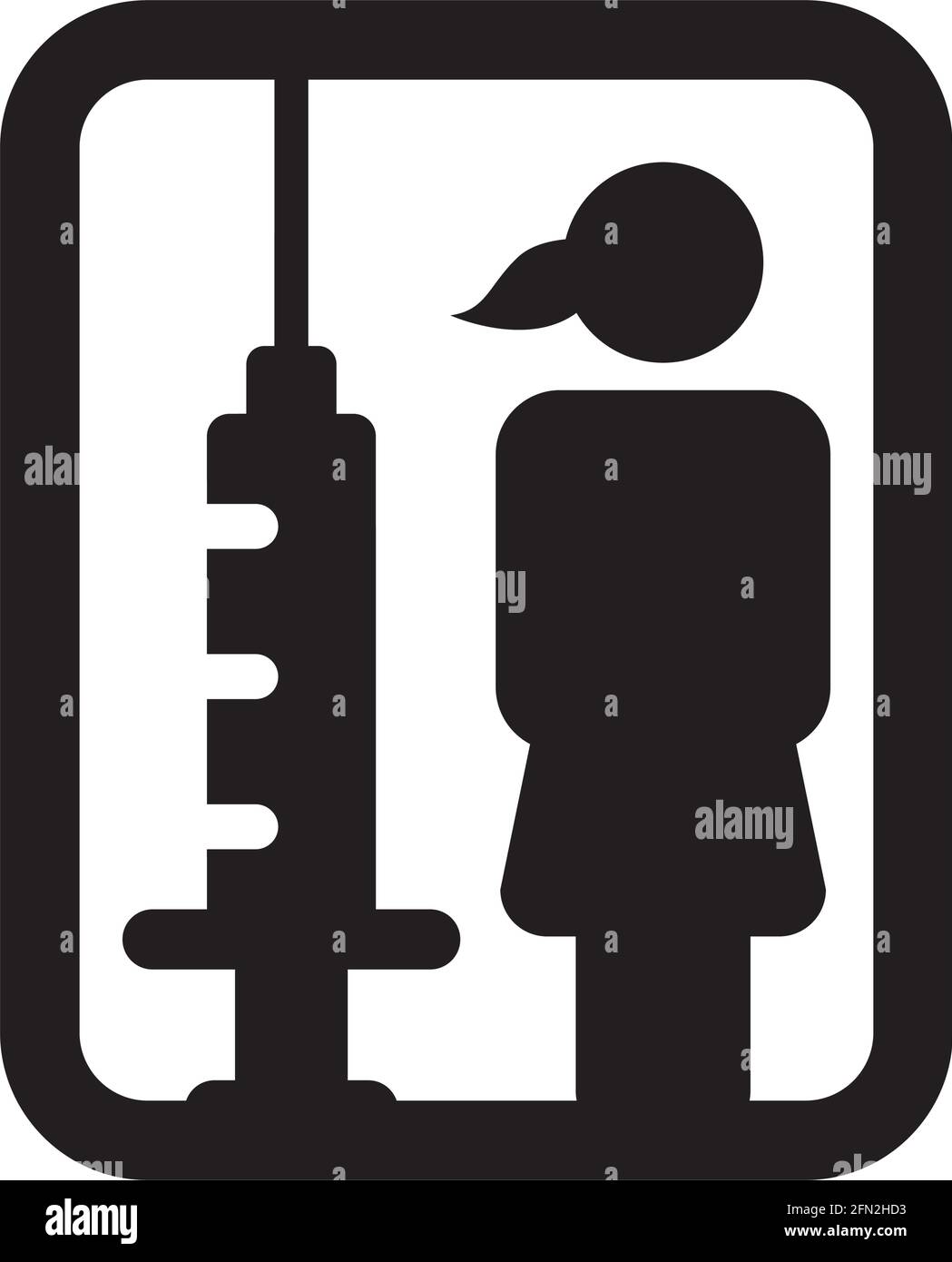 Vaccination icon vector with vaccine injection syringe female person ...