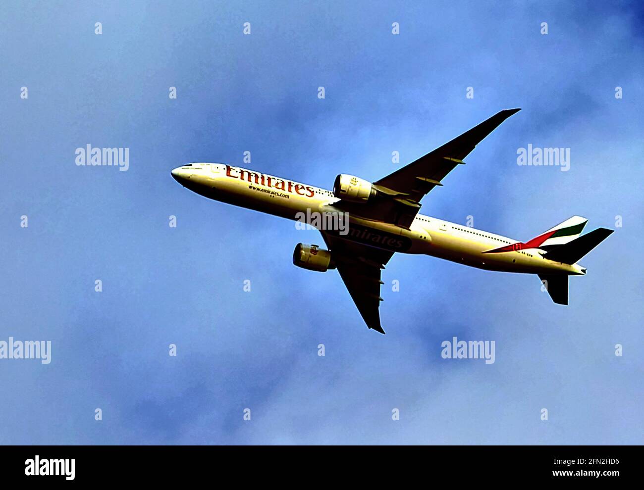 Emirates jetliner leaves newcastle Airport in the north of England ...