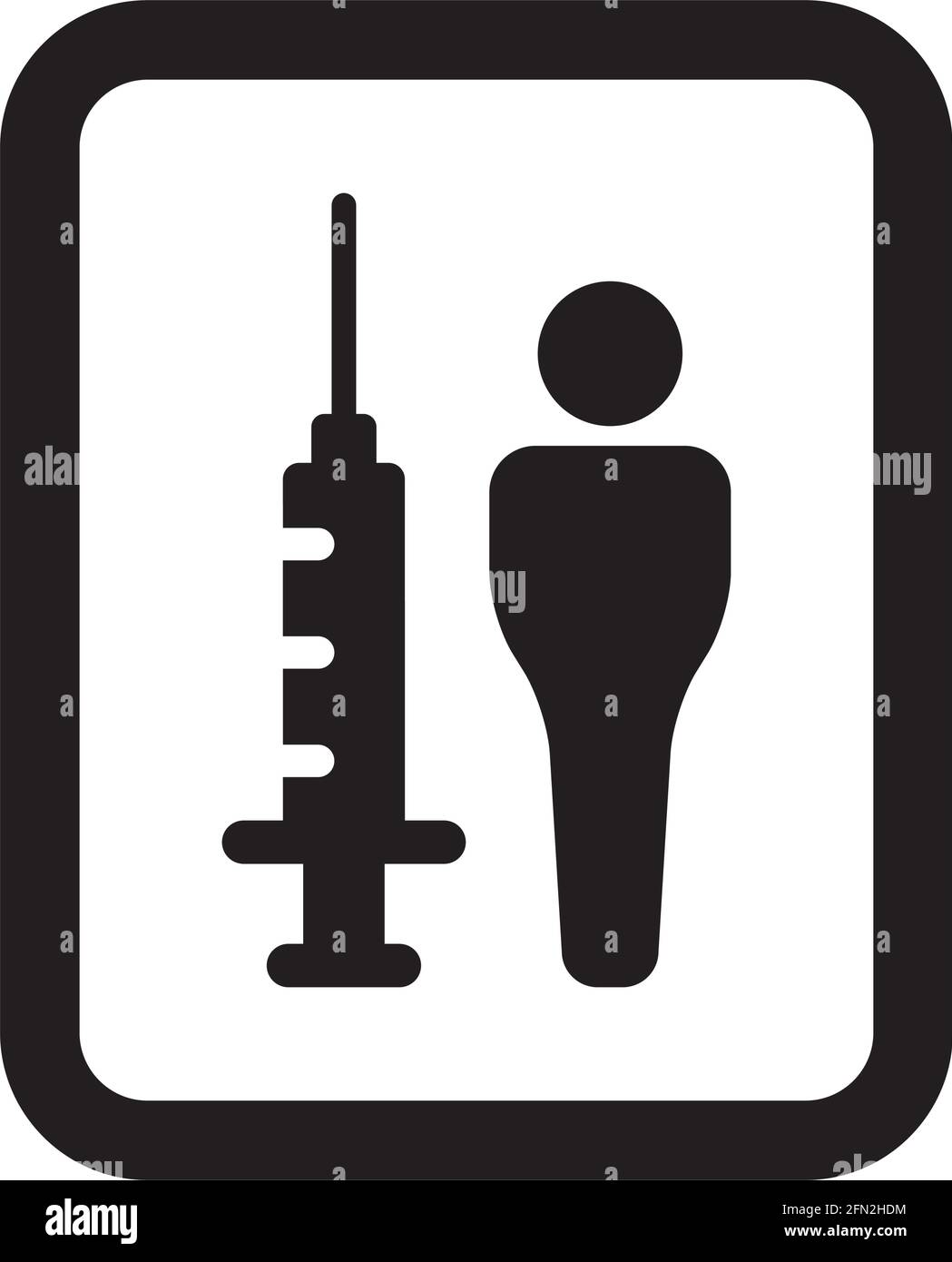 Vaccine icon vector with injection syringe male person symbol for ...