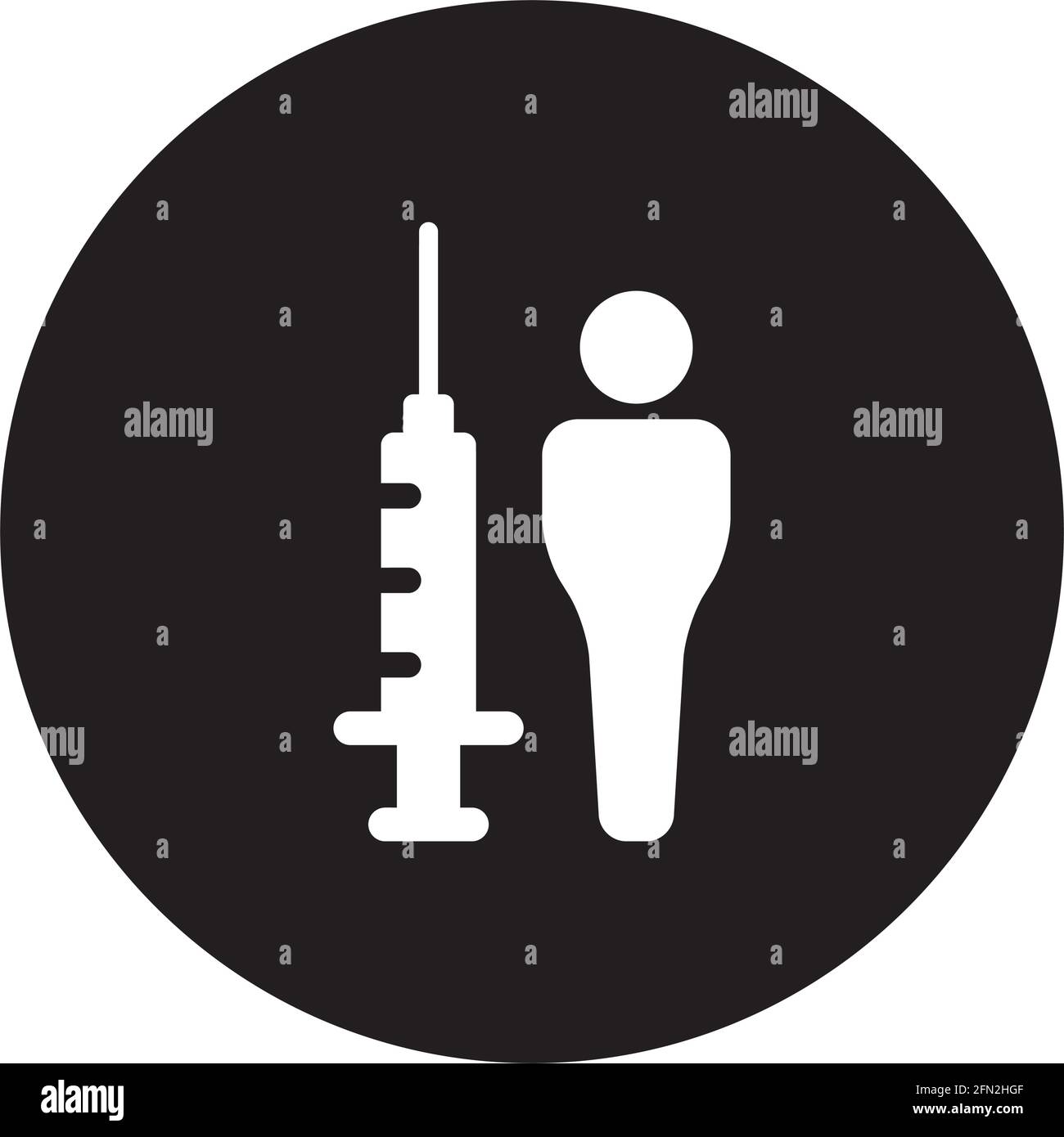 Vaccine icon vector with injection syringe male person symbol for ...