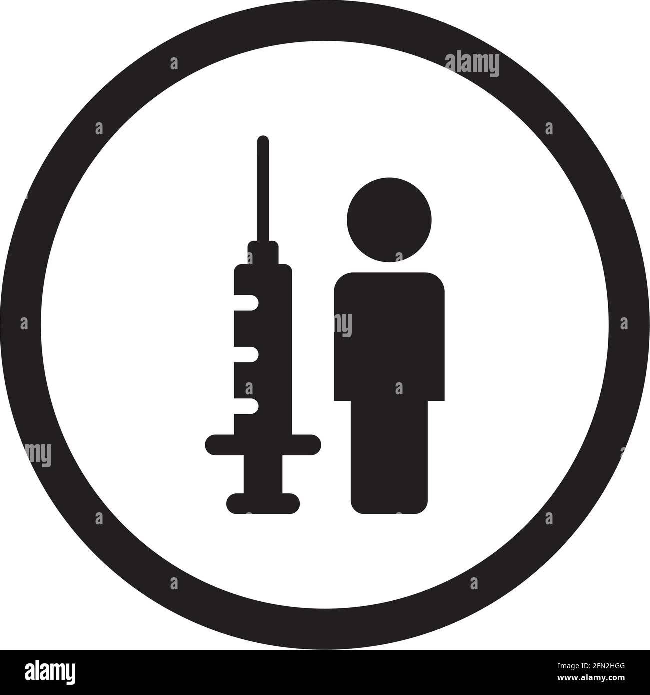 Vaccination icon vector with vaccine injection syringe male person ...