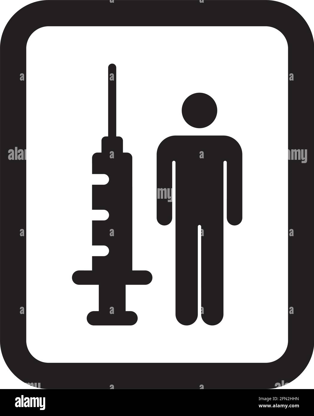 Vaccine icon vector with injection syringe male person symbol for ...