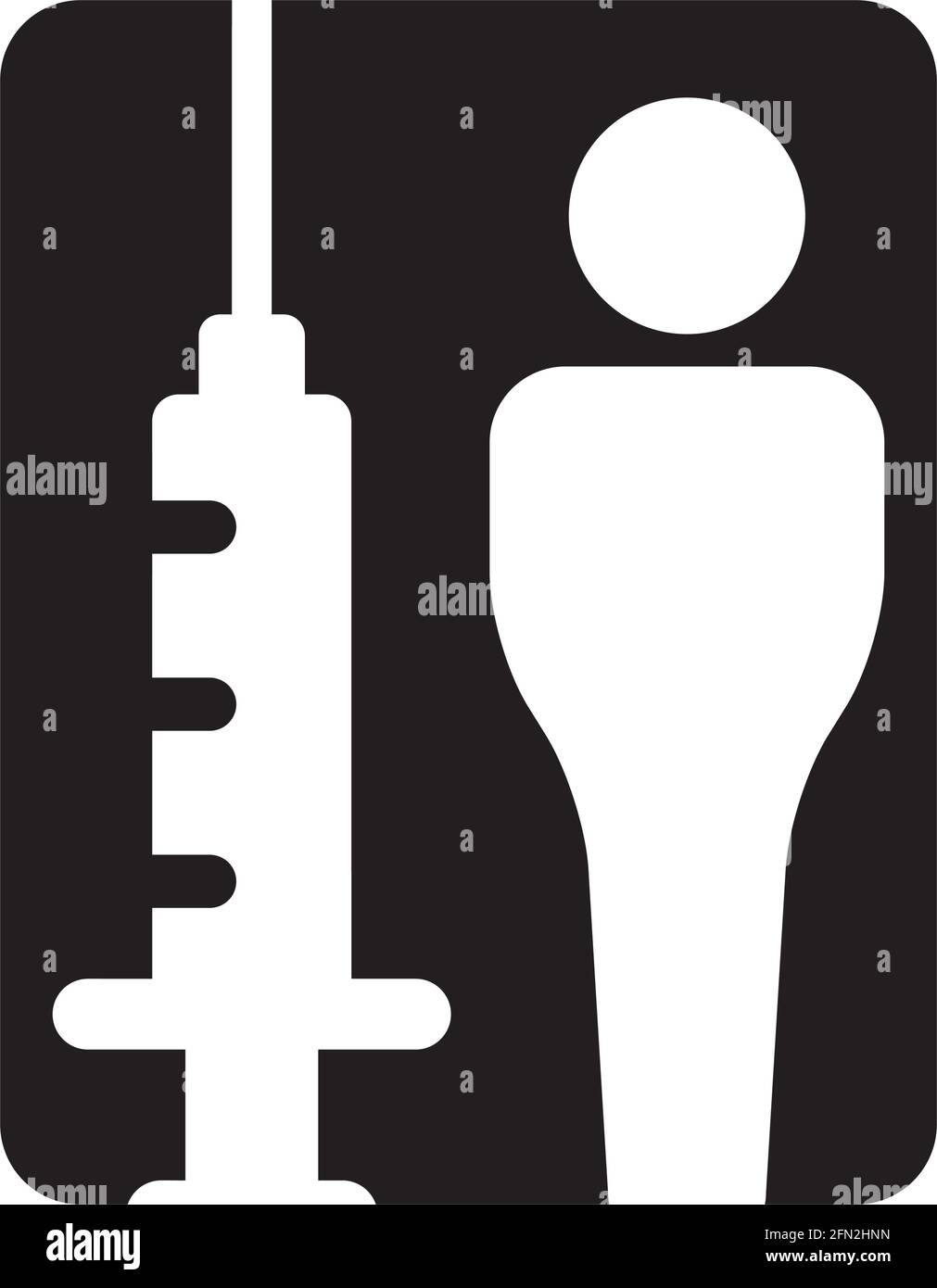 Vaccine icon vector with injection syringe male person symbol for ...
