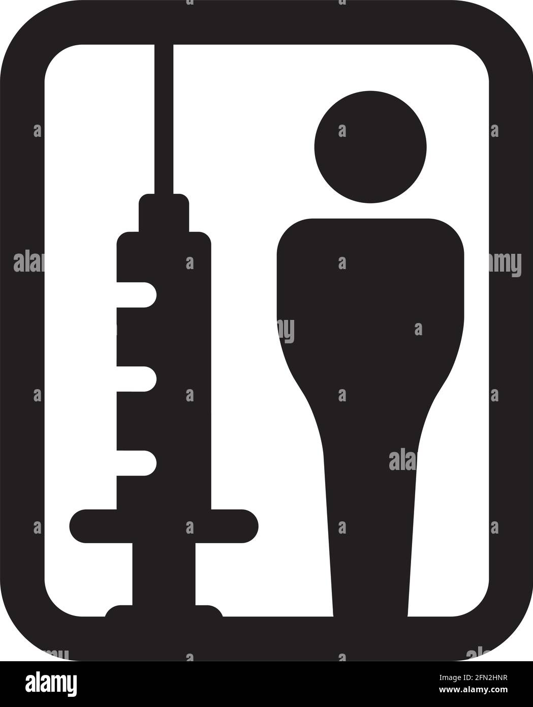 Vaccine icon vector with injection syringe male person symbol for ...