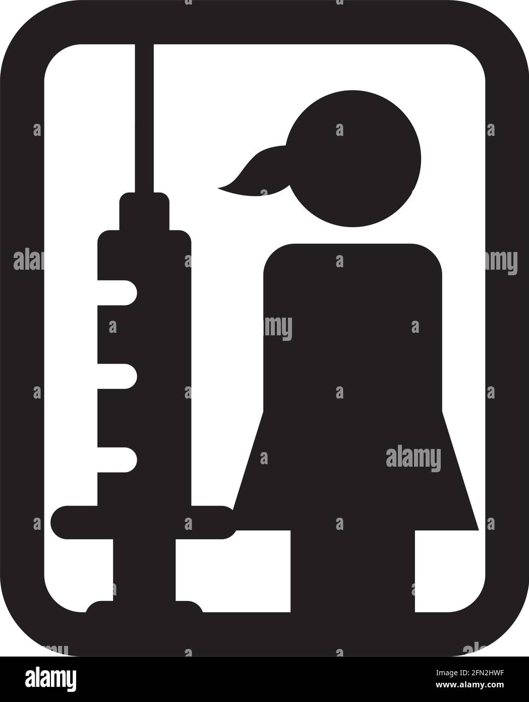 Vaccination icon vector with vaccine injection syringe female person ...